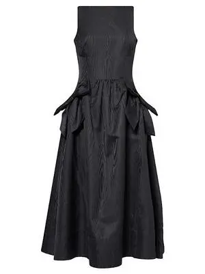 Rebecca Vallance Narcissa Bow-embroidered Taffeta Midi Dress - Black
