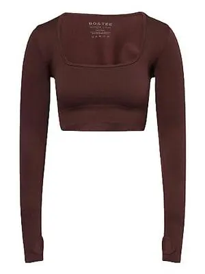 Bo+tee Stretch-woven Crop Top - Chocolate