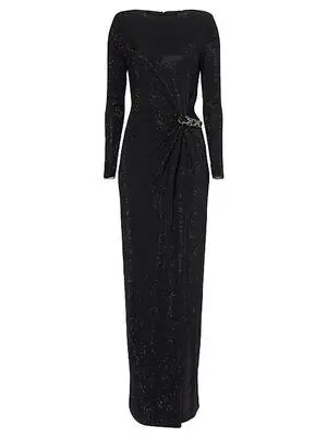 SELF-PORTRAIT Rhinestone-embellished Cut-out Maxi Dress - Black