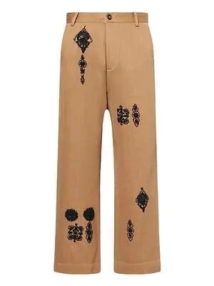 KARTIK RESEARCH Zardozi Embroidered Denim Trousers - Dust/black