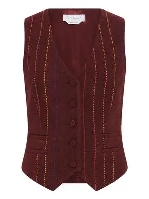 Gabriela Hearst Coleridge Pinstripe Vest - Burnt Sienna Multi