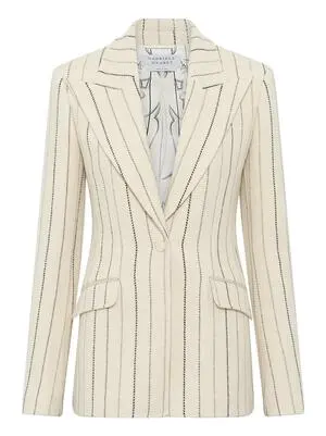 Gabriela Hearst Leiva Pinstripe Wool Cashmere Blazer - Ivory Multi
