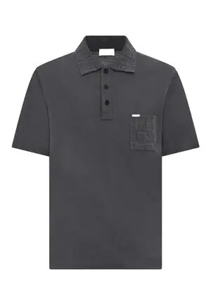 FERRAGAMO Jacquard Pocket Polo Shirt - Grey