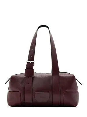 ALLSAINTS Ares Grain Leather Shoulder Bag - Port Red