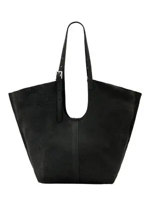 ALLSAINTS Ara Grain Leather Tote - Meteorite Grey