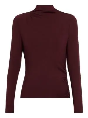 Veronica Beard Mylie Mock-neck Top - Raisin