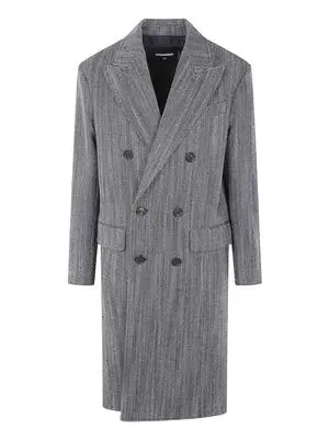 DSQUARED2 Herringbone Double-Breasted Coat