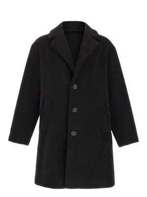 Herno Mohair Wool Single-breasted Coat - Black