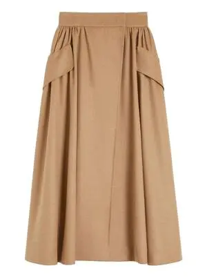 Max Mara Draped Zibeline Skirt - Camel