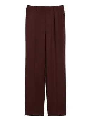 Max Mara Gabardine Wool Straight-Leg Trousers Cherry