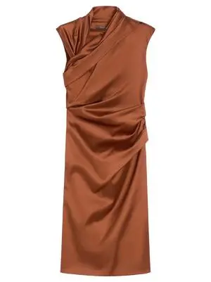 Max Mara Stretch Satin Midi Dress - Brown Bronze