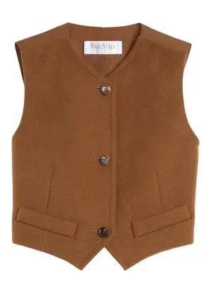 Max Mara Lightweight Baby Camel Zibeline Waistcoat - Tobacco