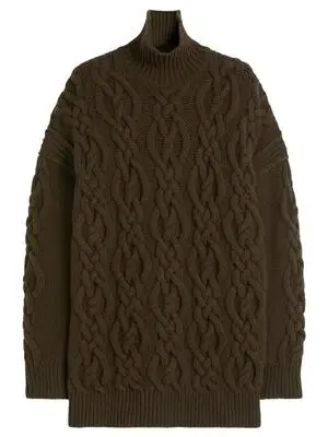 Max Mara Wool And Cashmere Cable-knit Mini Dress - Moss Green