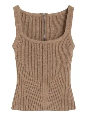Max Mara Wool And Cashmere Yarn Top - Hazelnut Brown