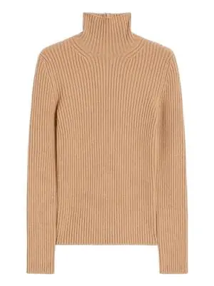 Max Mara Wool And Cashmere Ribbed Turtleneck - Camel