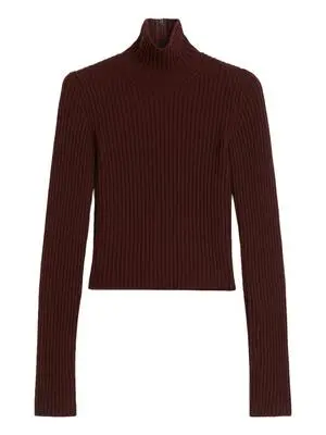 Max Mara Wool And Cashmere Ribbed Turtleneck - Cherry