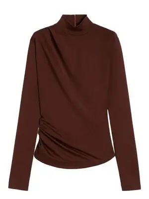 Max Mara Wool Jersey Turtleneck Top - Cherry