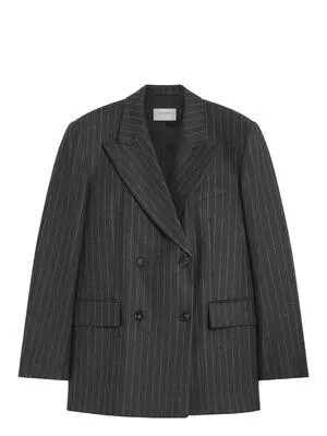 Max Mara Wool And Viscose Oversized Pinstripe Blazer - Dark Grey