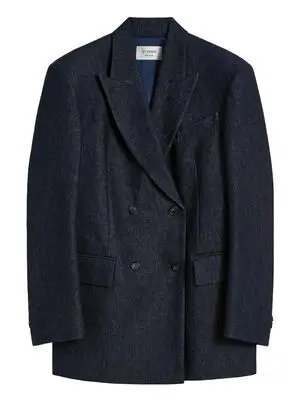 Max Mara Comfort-fit Denim Blazer - Navy