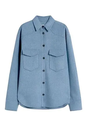Max Mara Oversized Pure Wool Shirt - Light Blue