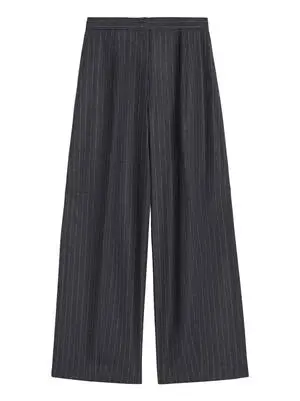 Max Mara Wide-leg Wool-blend Trousers - Dark Grey