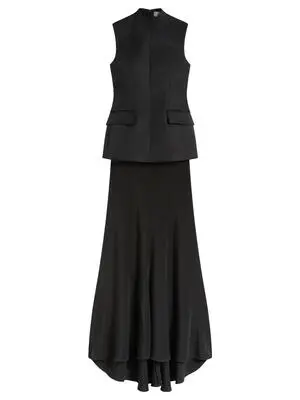 Max Mara Long Bi-material Dress - Black