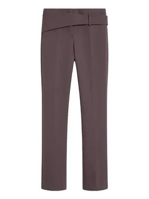 Max Mara Slim Trousers With Asymmetrical Belt - Coffee