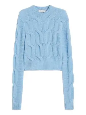 Max Mara Cable-knit Wool-blend Sweater - Light Blue