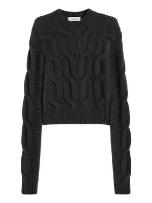 Max Mara Cable-knit Wool-blend Sweater - Black