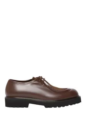 Max Mara Leather And Suede Lace-up Shoes - Coffee