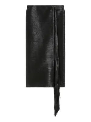Max Mara Tech Mesh Midi Skirt With Sequins And Fringe - Black