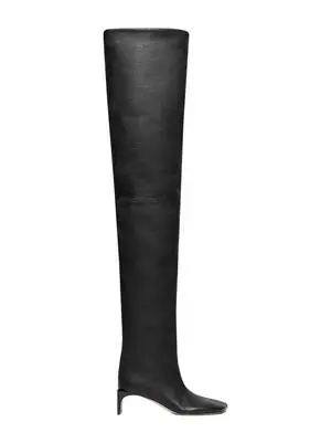 Max Mara Thigh-high Calfskin Boots - Black