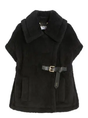 Max Mara Alpaca And Wool Teddy Fabric Cape - Black
