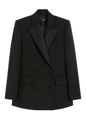 Max Mara Wool Tuxedo Blazer - Black