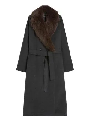 Max Mara Wool-blend Wrap Coat With Removable Collar - Dark Grey