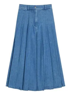Max Mara Cotton Denim Midi Skirt - Navy
