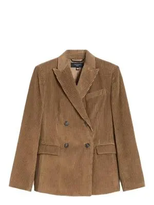 Max Mara Double-breasted Corduroy Blazer - Hazelnut Brown