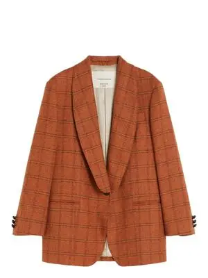 Max Mara Patterned Wool Blend Blazer - Orange