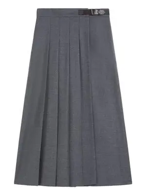Max Mara Wool Flannel Wrap Skirt - Medium Grey