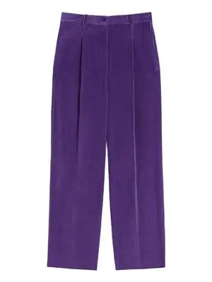 Max Mara Cotton Velvet Wide Leg Trousers - Purple