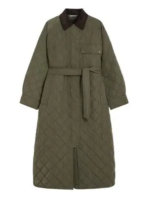 Max Mara Long Padded Coat In Water-repellent Taffeta - Kaki