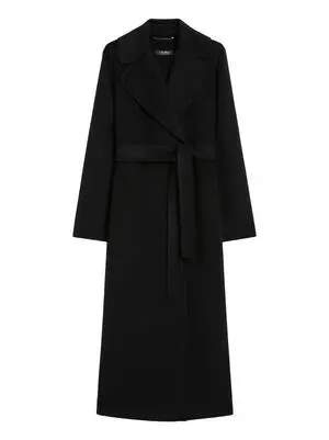 Max Mara Wool And Cashmere Wrap Coat With Belt - Black