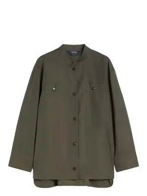 Max Mara Cotton Shirt With Mandarin Collar - Green