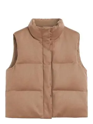 Max Mara Padded Gilet In Camel And Water-repellent Taffeta - Beige