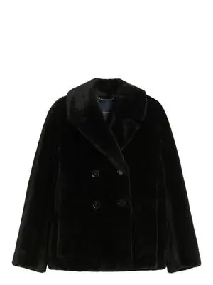 Max Mara Double-breasted Faux Fur Jacket - Black