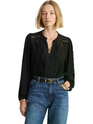 Madewell Lace-insert Button-up Top - Jet Black