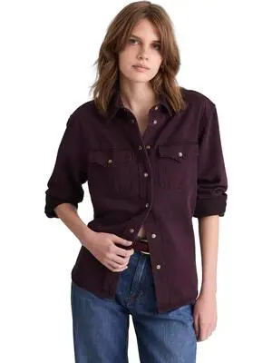 Madewell Airy Denim Oversized Shirt - Dark Burgundy