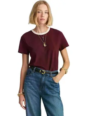 Madewell Crewneck T-shirt - Ringer Tee Dark Pomegranate