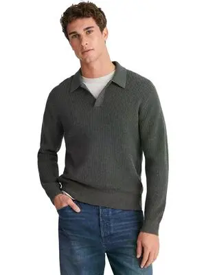 Madewell Shaker-stitch Sweater Polo - Charcoal Grey