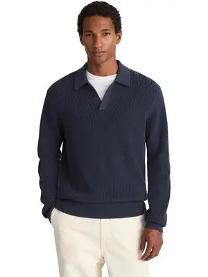 Madewell Shaker-stitch Sweater Polo - Cool Navy Marl